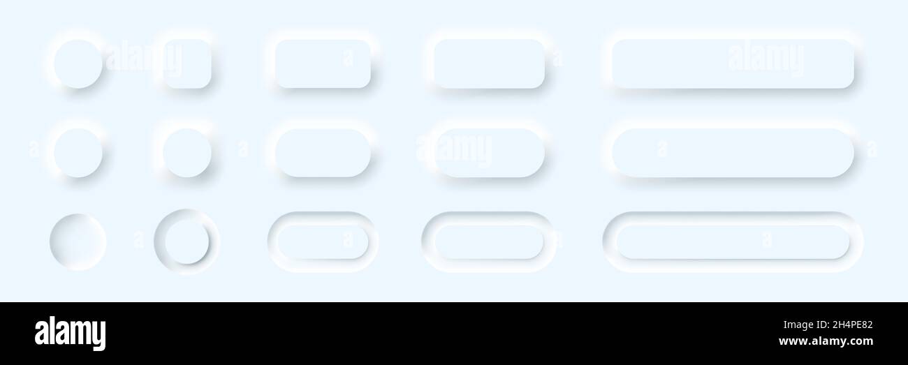 White buttons in neomorphism style for website or app. UI blank buttons ...