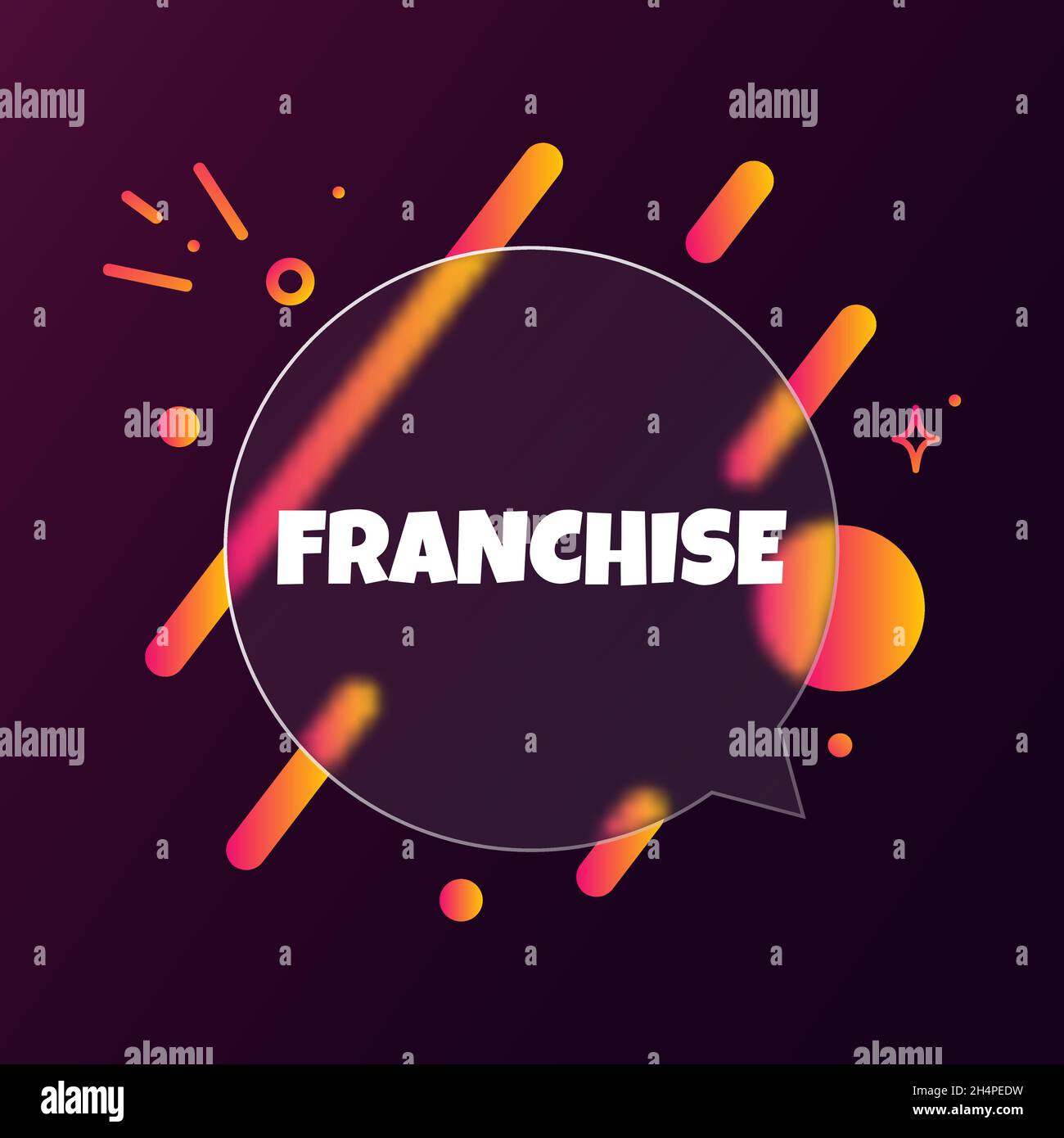 Franchise. Speech bubble banner with Franchise text. Glassmorphism ...