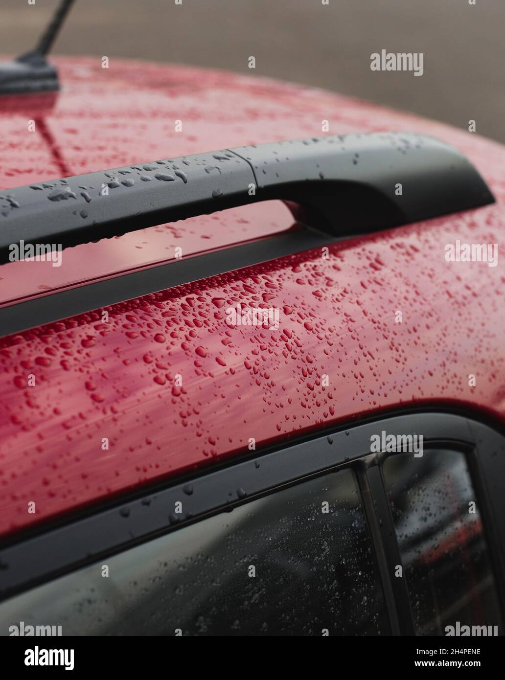 Rainy days, Rain drops on car, rainy weather, rain background Stock ...