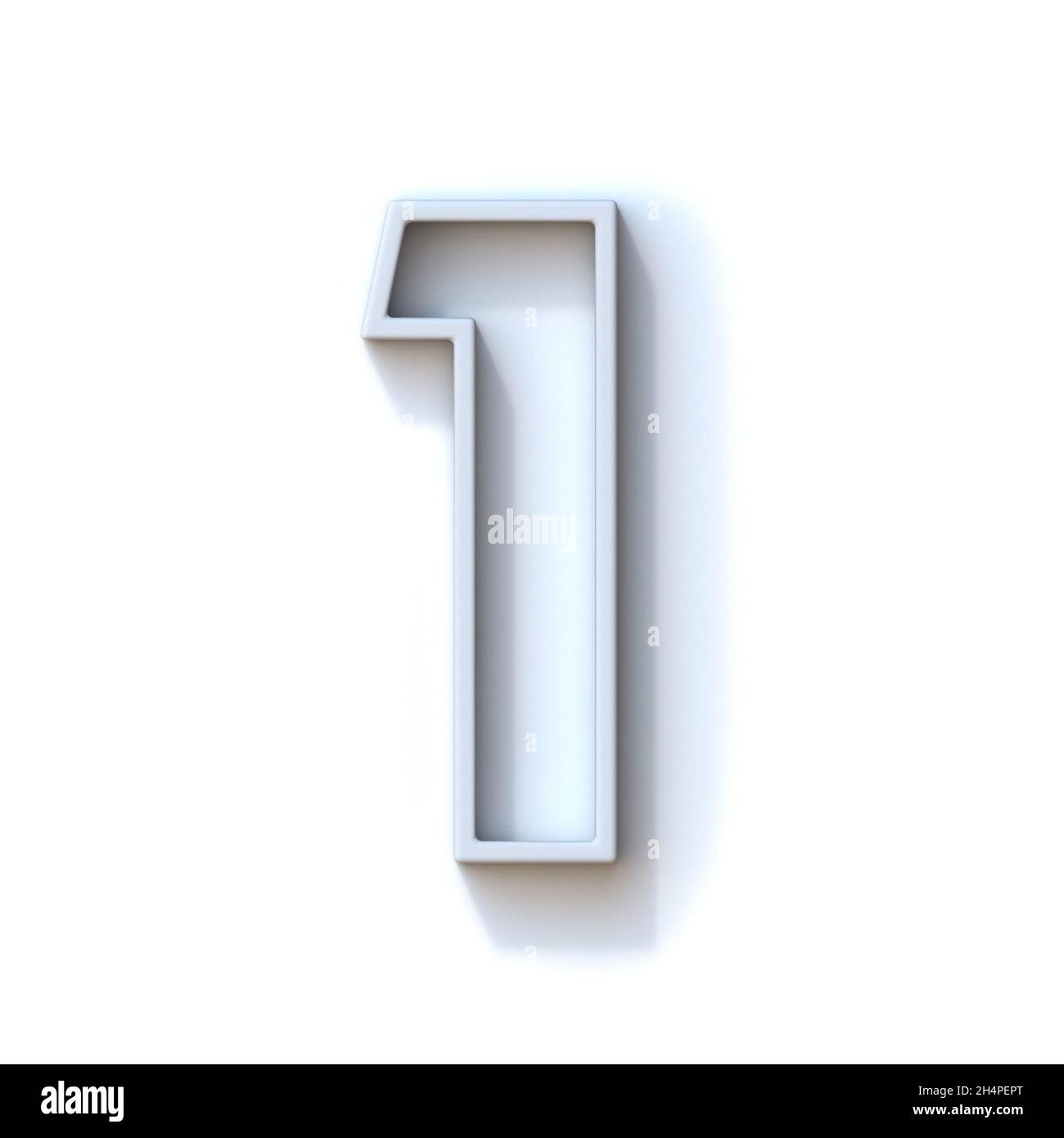 Grey extruded outlined font with shadow Number 1 ONE 3D rendering ...