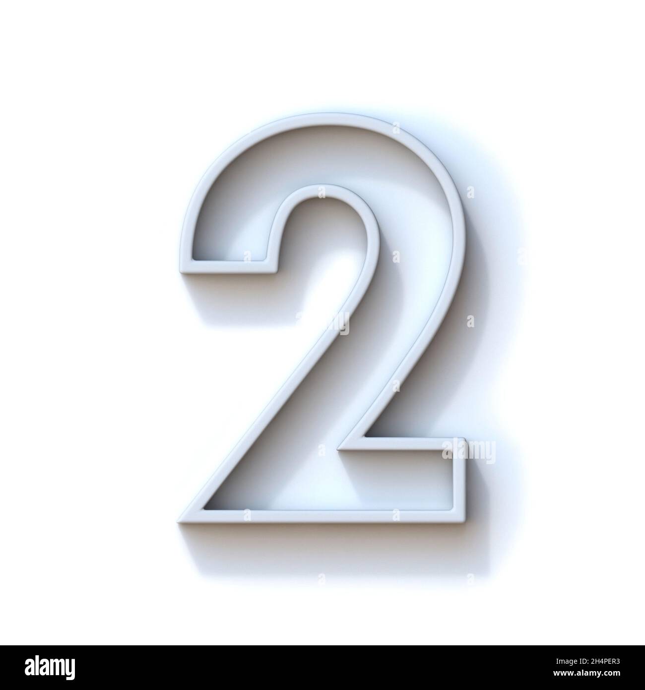Grey extruded outlined font with shadow Number 2 TWO 3D rendering ...