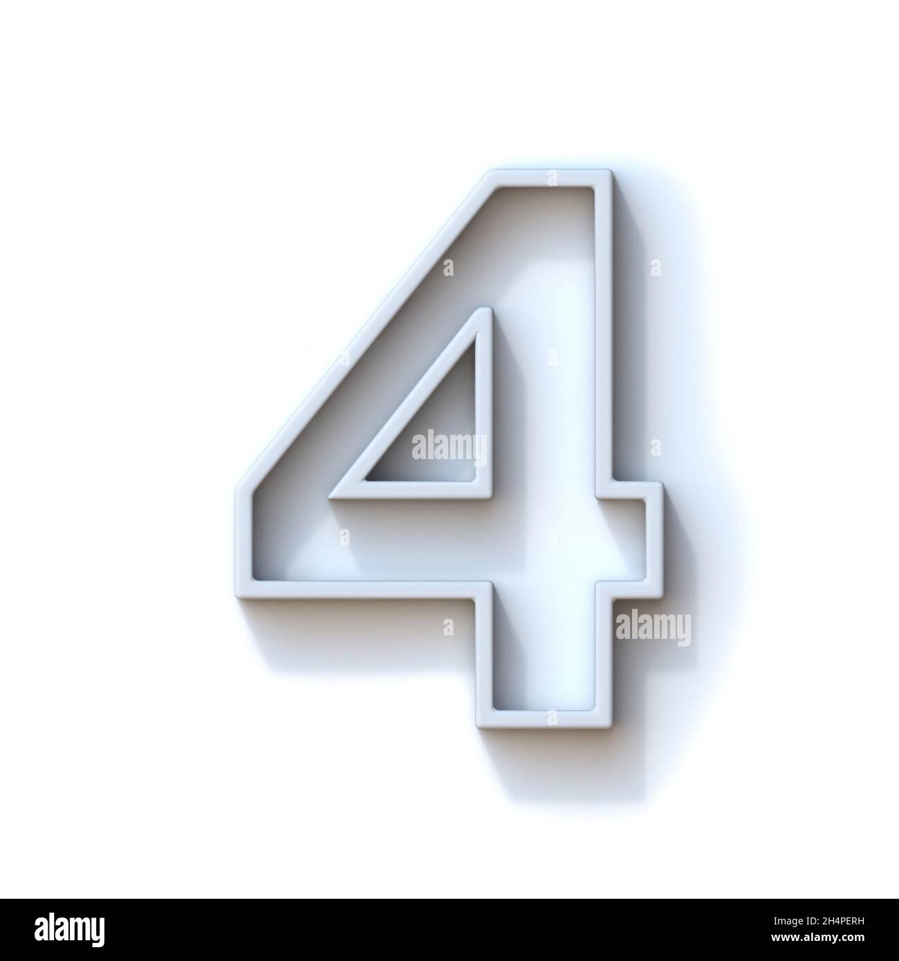Grey extruded outlined font with shadow Number 4 FOUR 3D rendering ...