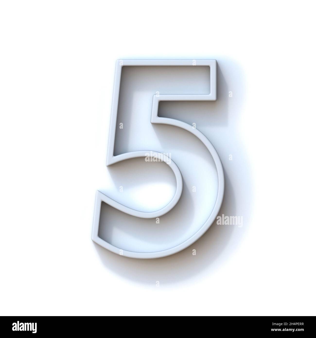 Grey extruded outlined font with shadow Number 5 FIVE 3D rendering ...