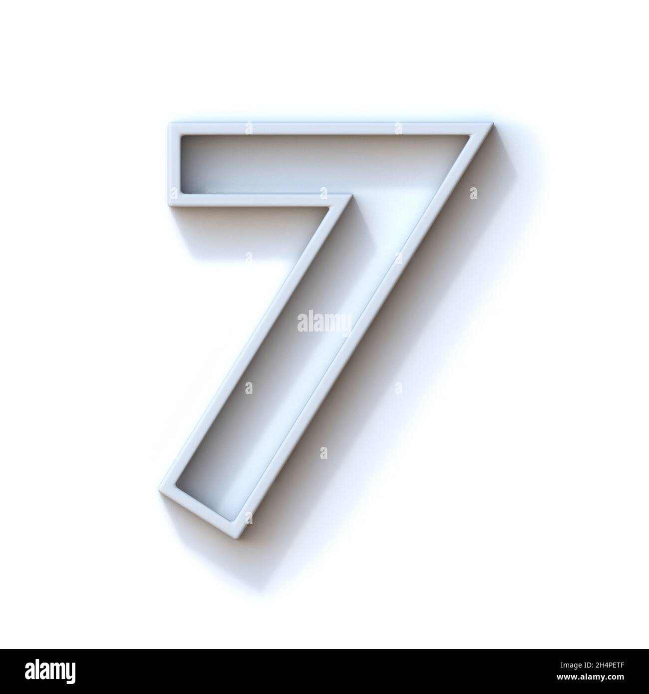 Grey extruded outlined font with shadow Number 7 SEVEN 3D rendering ...