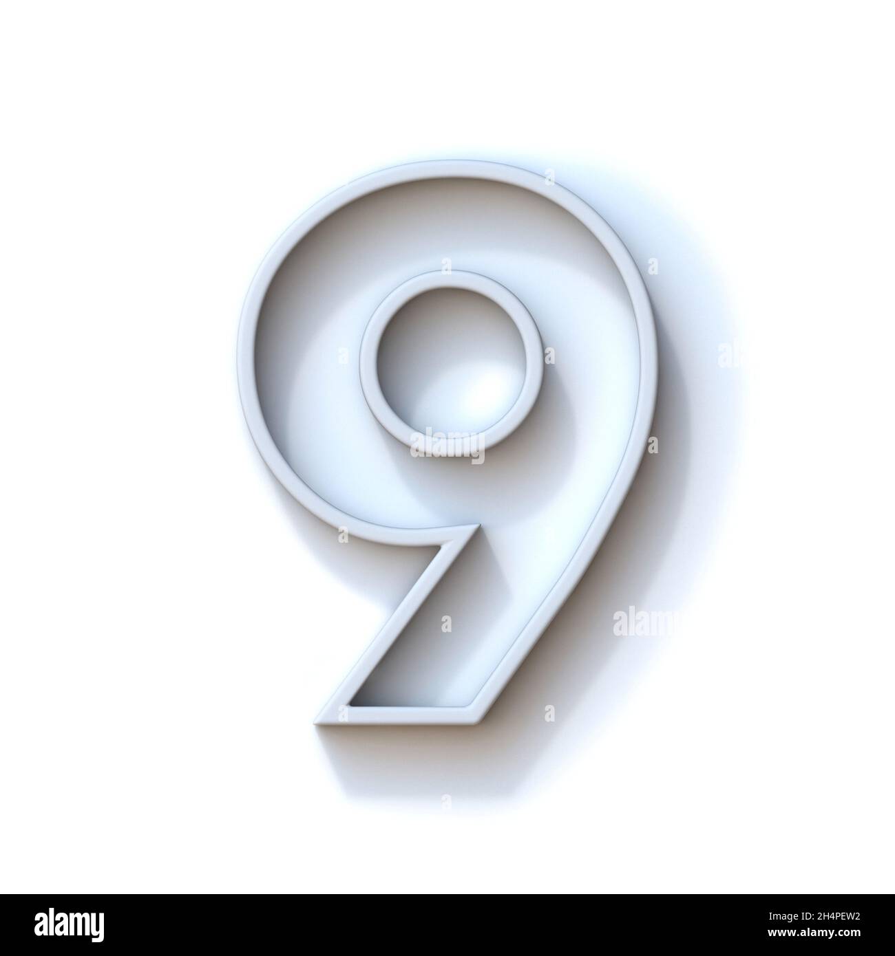 Grey extruded outlined font with shadow Number 9 NINE 3D rendering ...