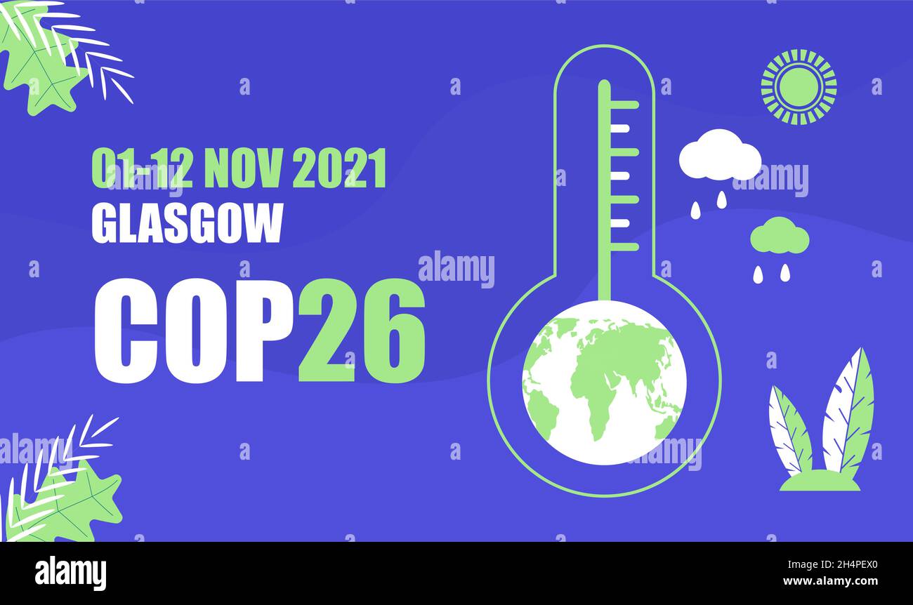COP 26 Glasgow 2021 banner vector illustration. Poster, flyer, Climate ...