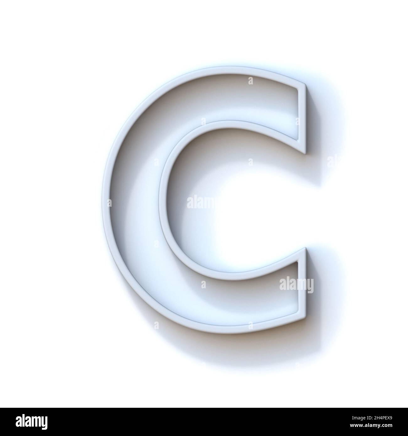 Grey extruded outlined font with shadow Letter C 3D rendering ...