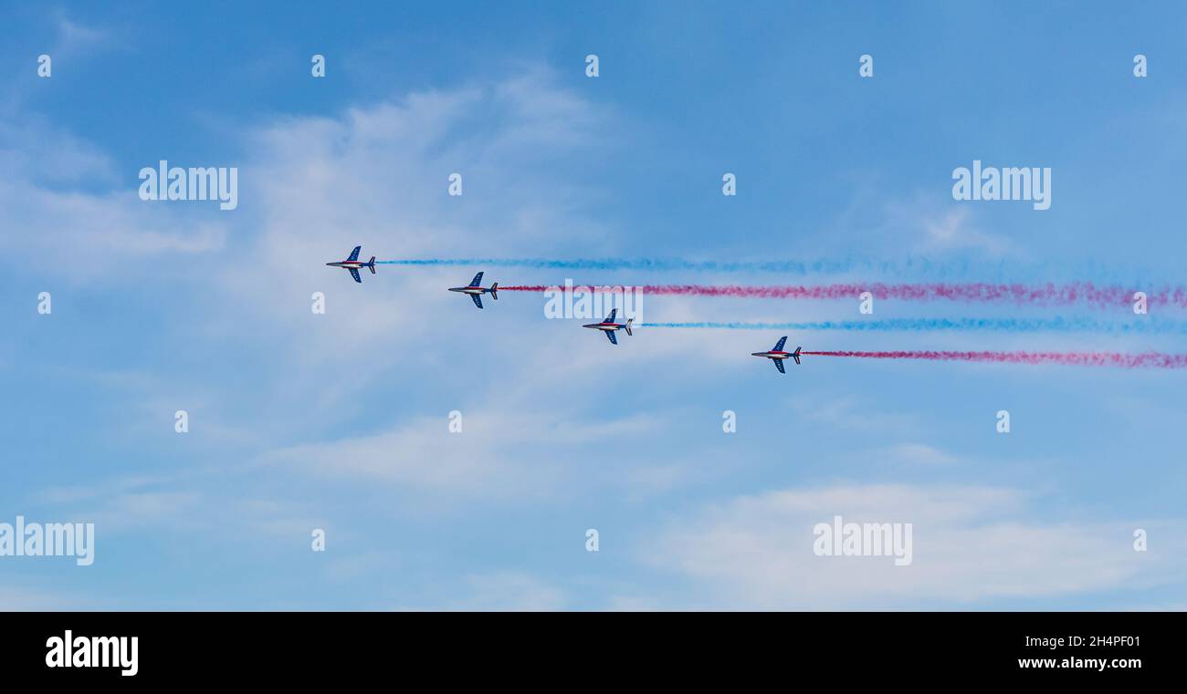 Air acrobatics. Flight demonstration program. Performing tricks with a ...
