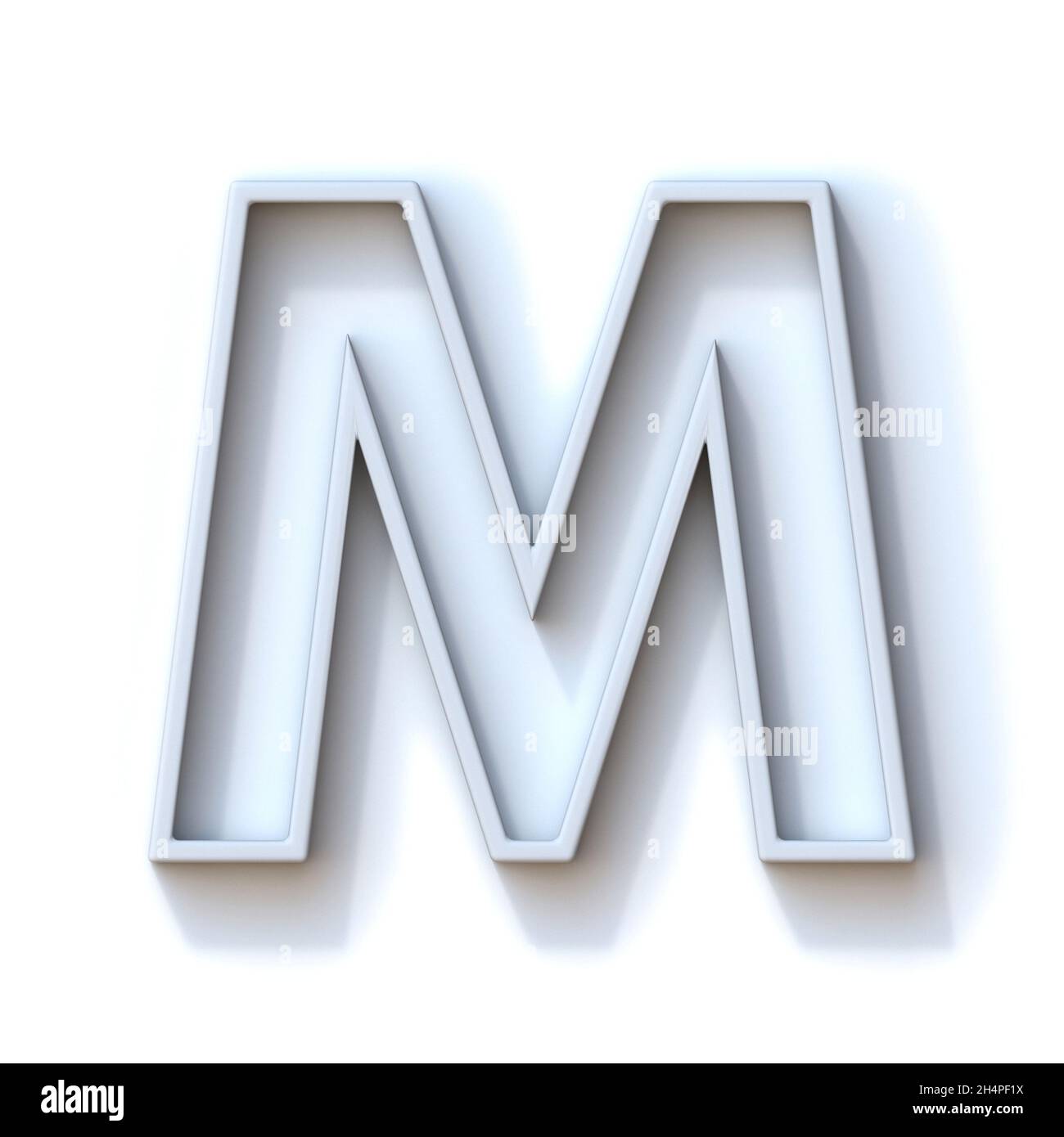 Grey extruded outlined font with shadow Letter M 3D rendering ...