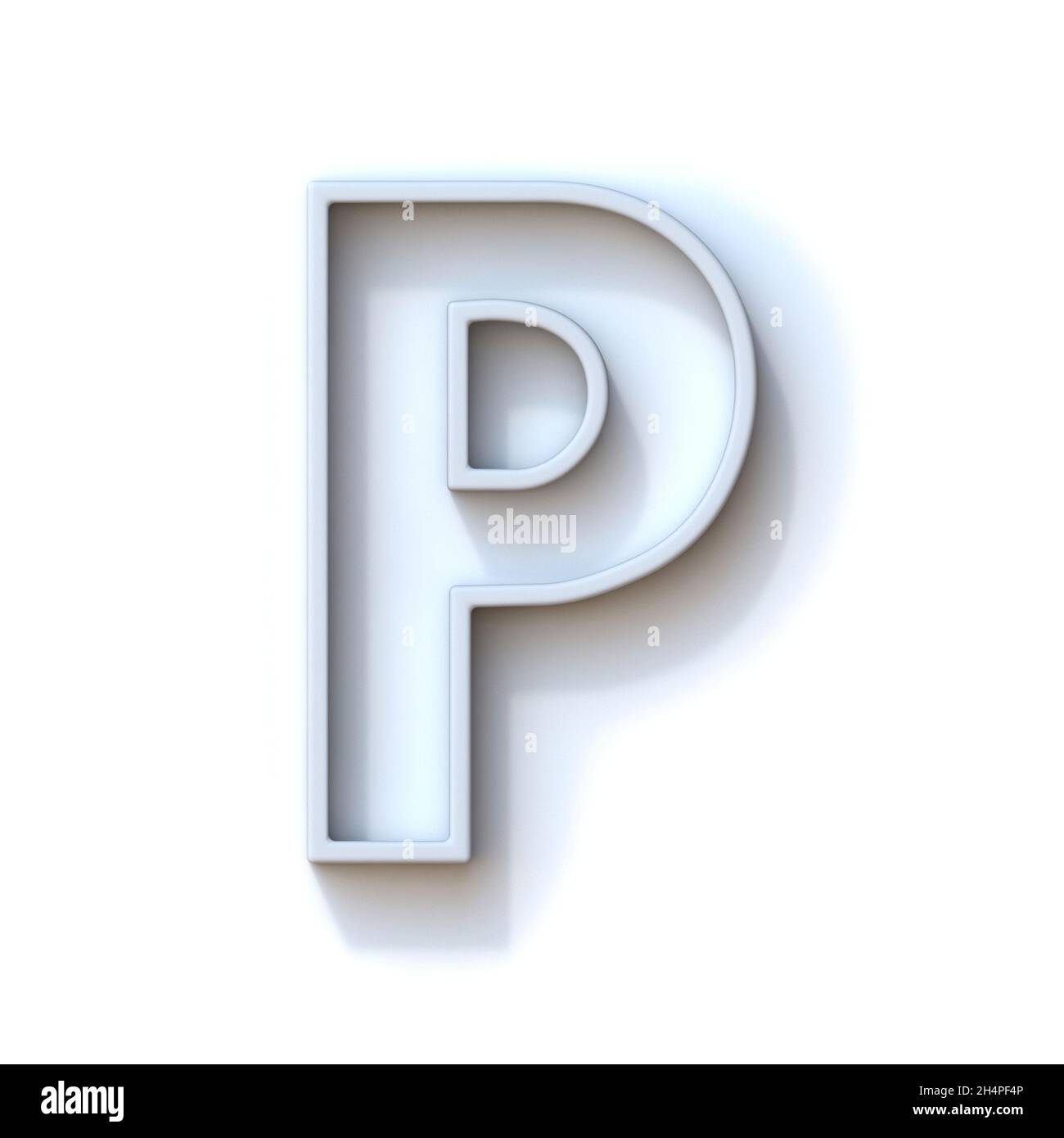Grey extruded outlined font with shadow Letter P 3D rendering ...
