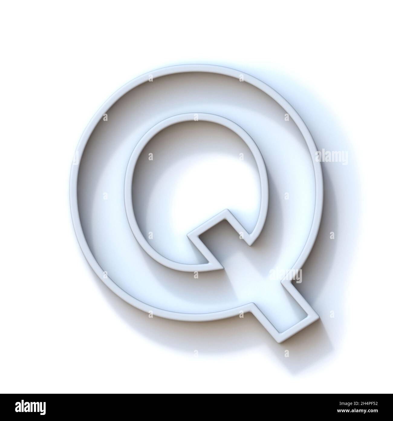 Grey extruded outlined font with shadow Letter Q 3D rendering ...