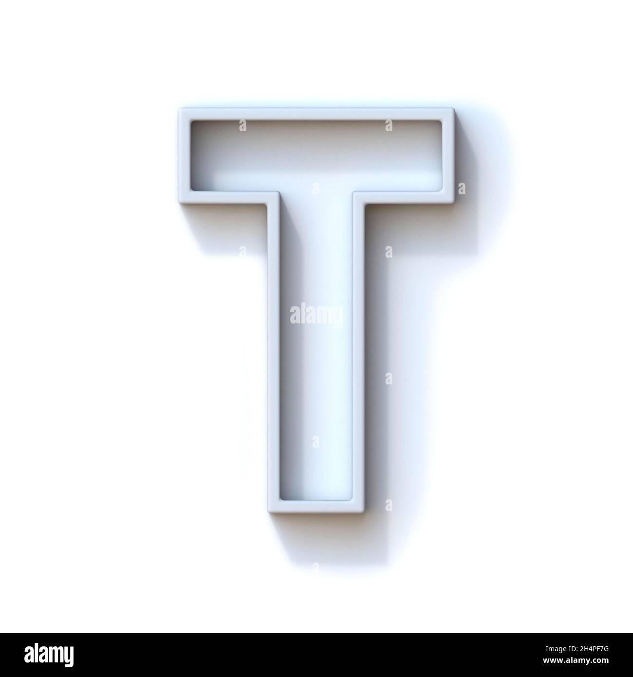 Grey extruded outlined font with shadow Letter T 3D rendering ...