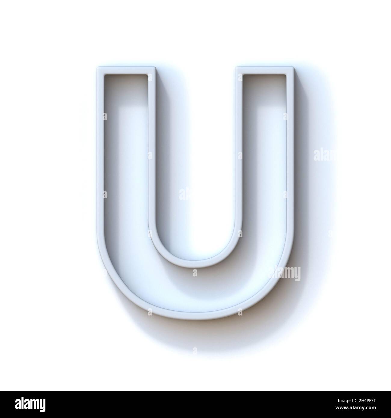 Grey extruded outlined font with shadow Letter U 3D rendering ...