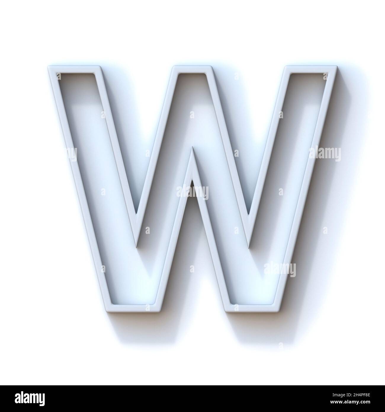 Grey extruded outlined font with shadow Letter W 3D rendering ...