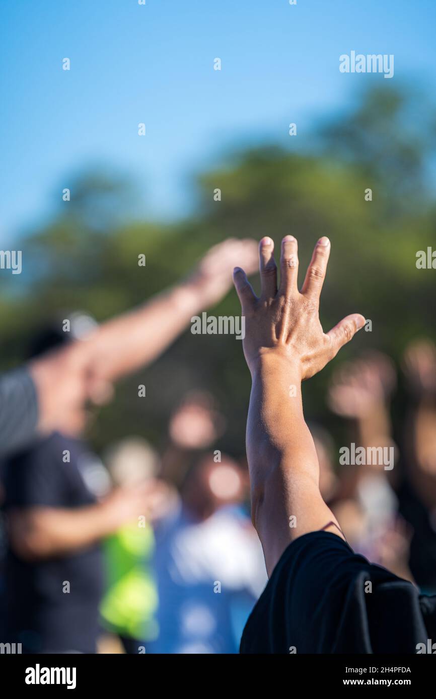 Praise and worship at outdoor baptism in Maui Hawaii Stock Photo - Alamy