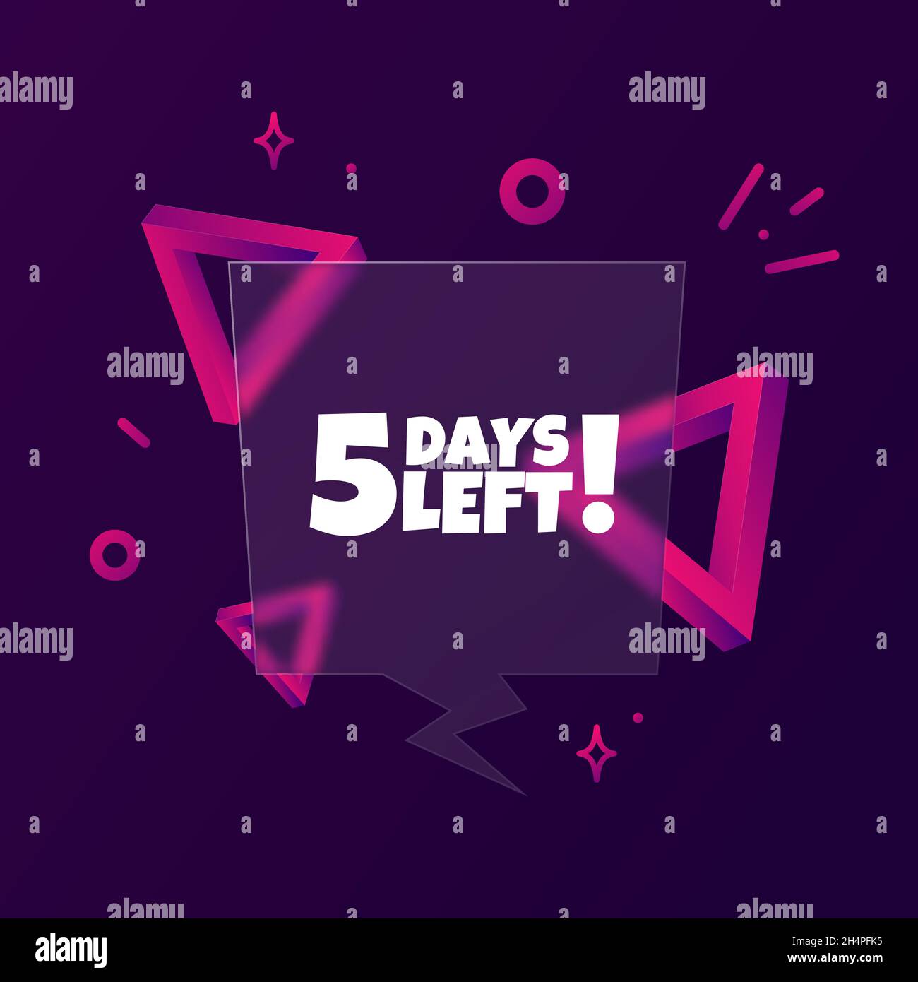 5 days left. Speech bubble banner with 5 days left text. Glassmorphism ...
