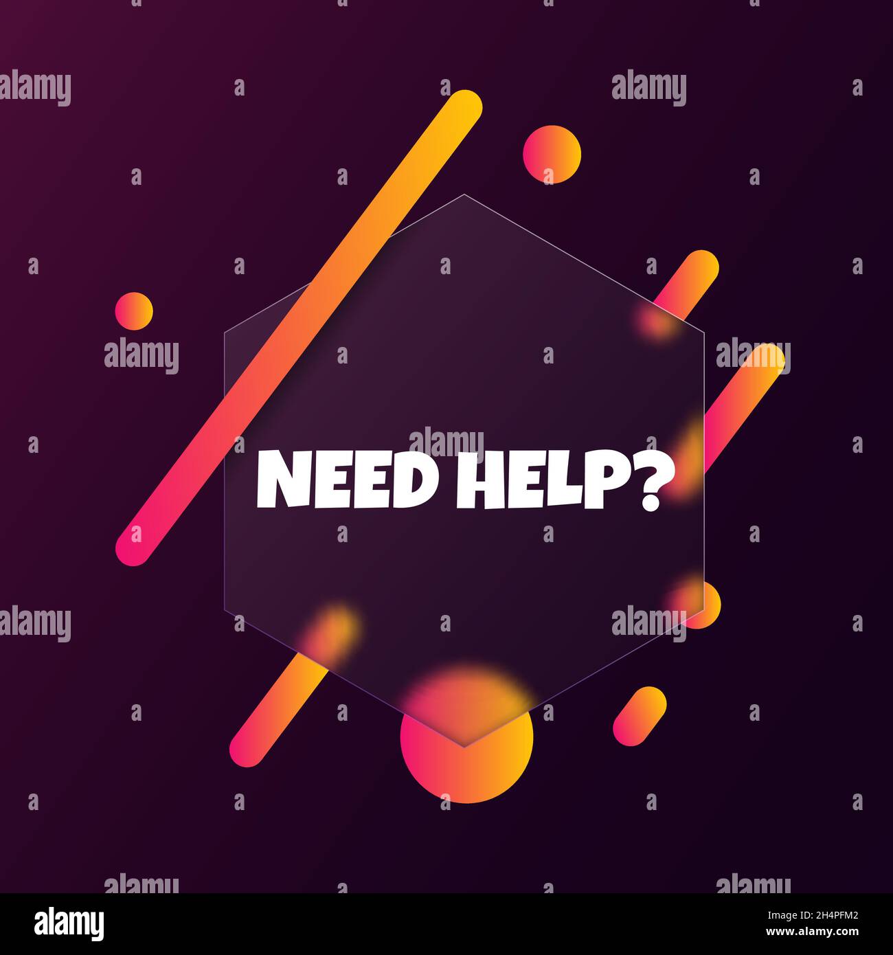 Need help. Speech bubble banner with Need help text. Glassmorphism ...