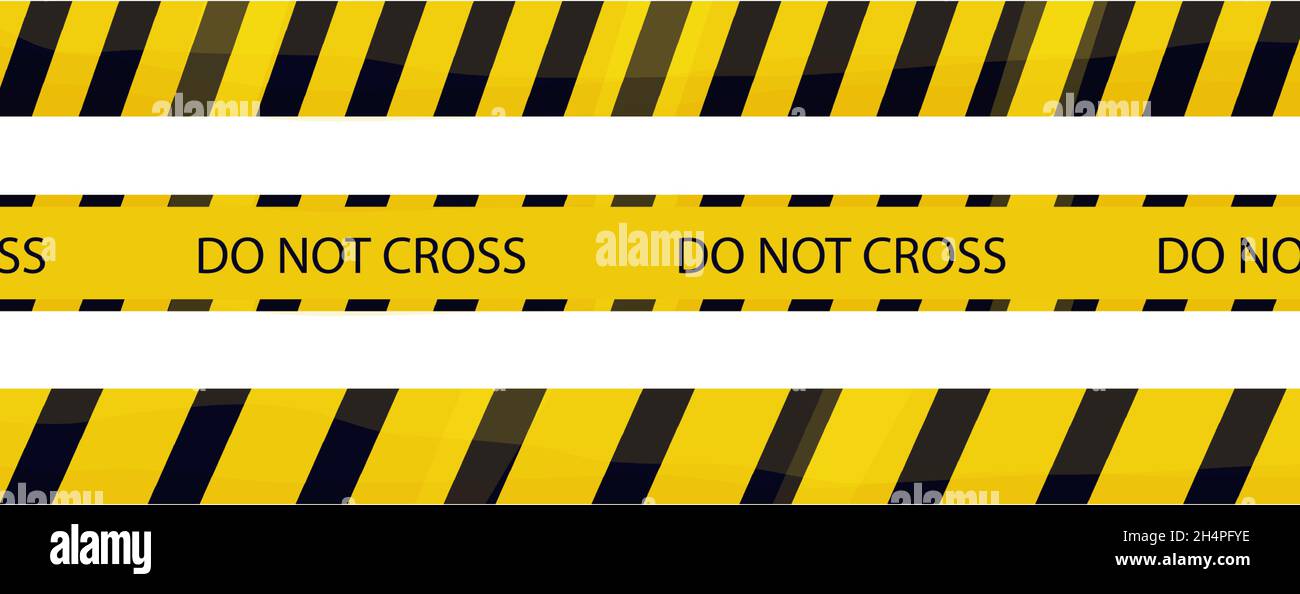 Barricade tape, warning yellow line with stripes, do not cross in ...