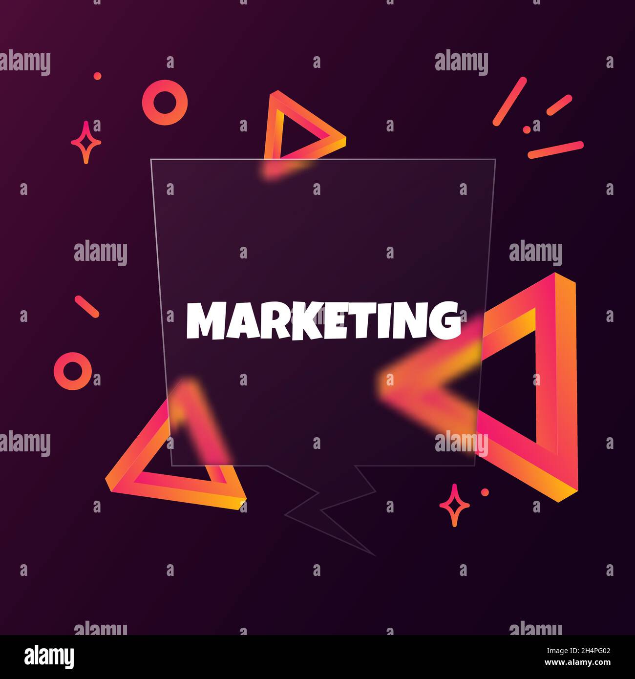Marketing. Speech bubble banner with Marketing text. Glassmorphism ...