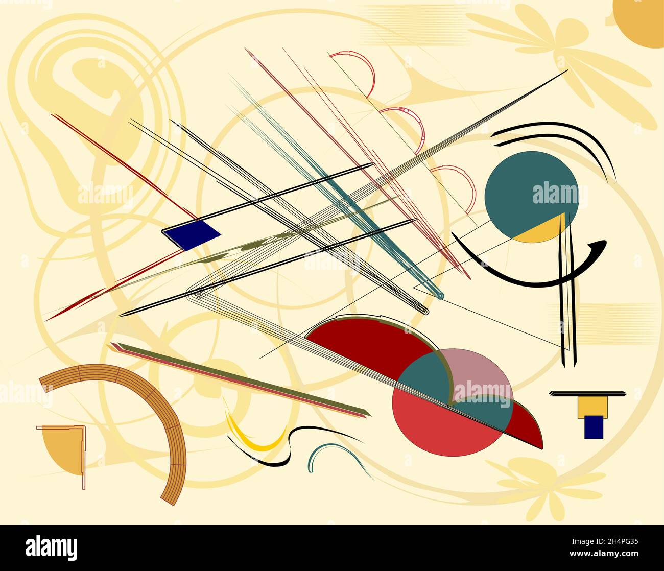 Abstract beige background ,fancy geometric and curved colorful shapes ...