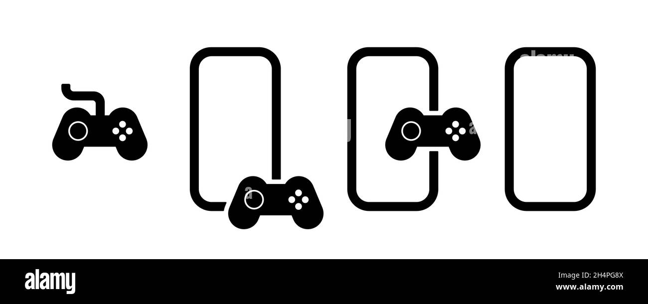 Smartphone with joystick icon set. Playing game concept. Vector EPS 10 ...