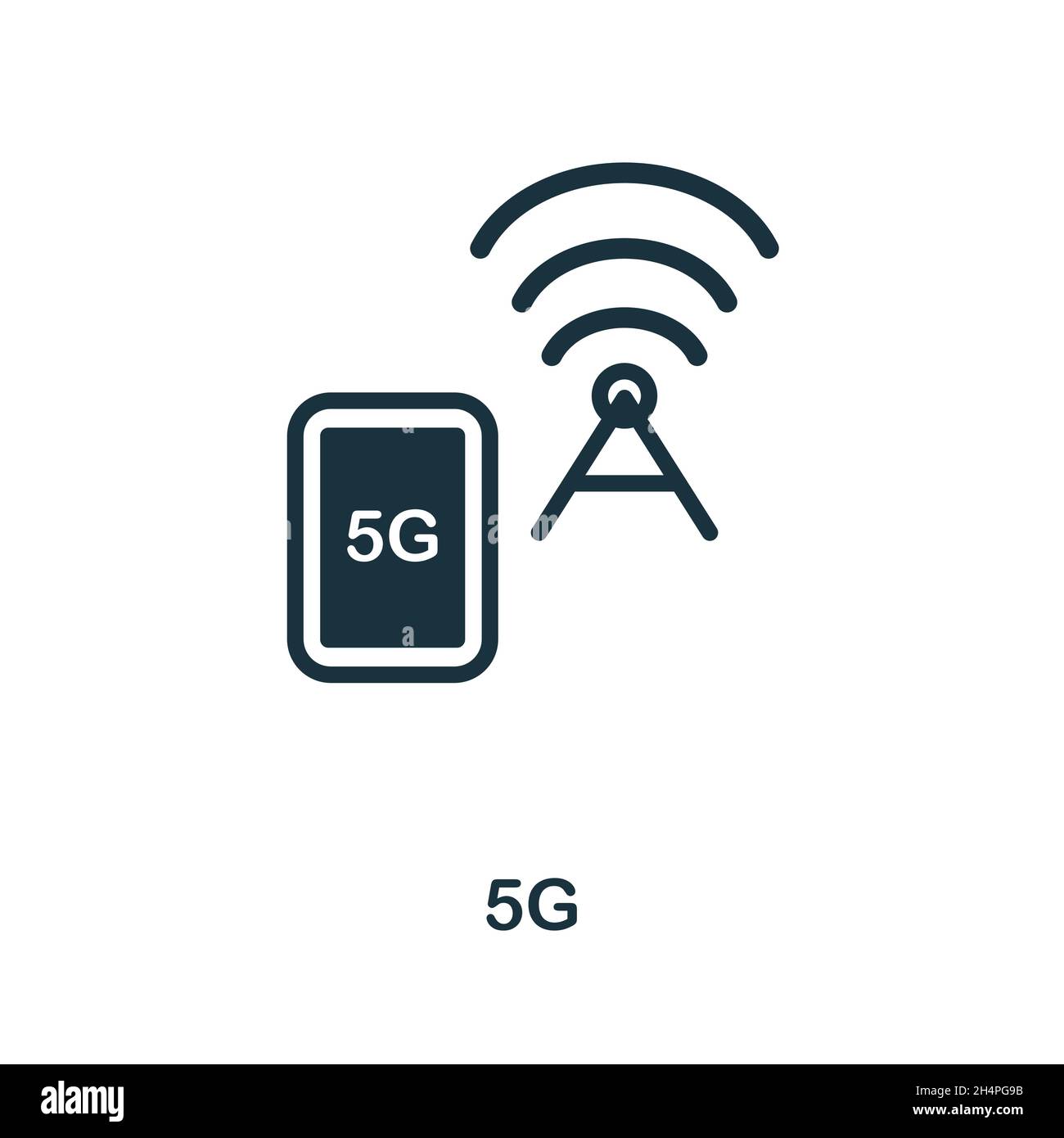 5G icon. Monochrome sign from technology collection. Creative 5G icon ...