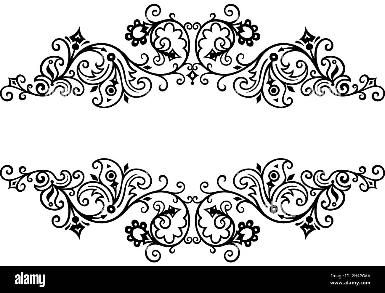 Floral hand drawn vector vintage border. Engraved nature elements and ...
