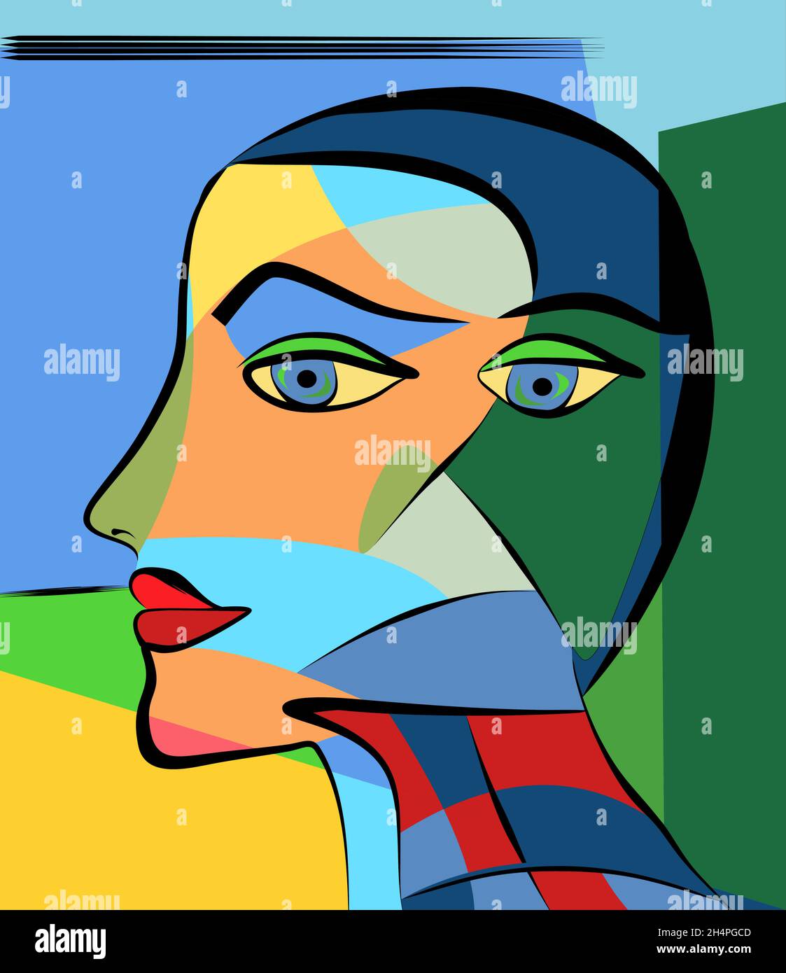 Colorful abstract background, cubism art style,woman portrait Stock ...