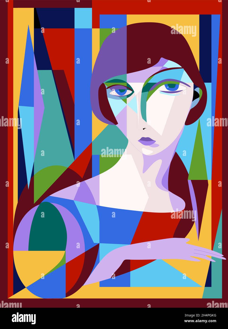 Colorful abstract background, cubism art style,woman portrait Stock ...