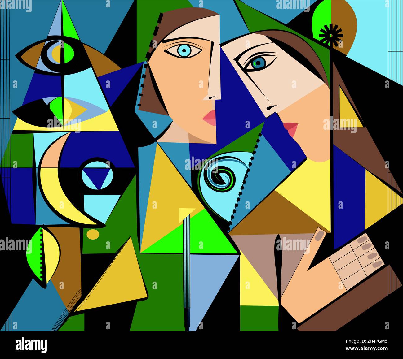 Colorful background, cubism art style,abstracts portraits Stock Vector ...