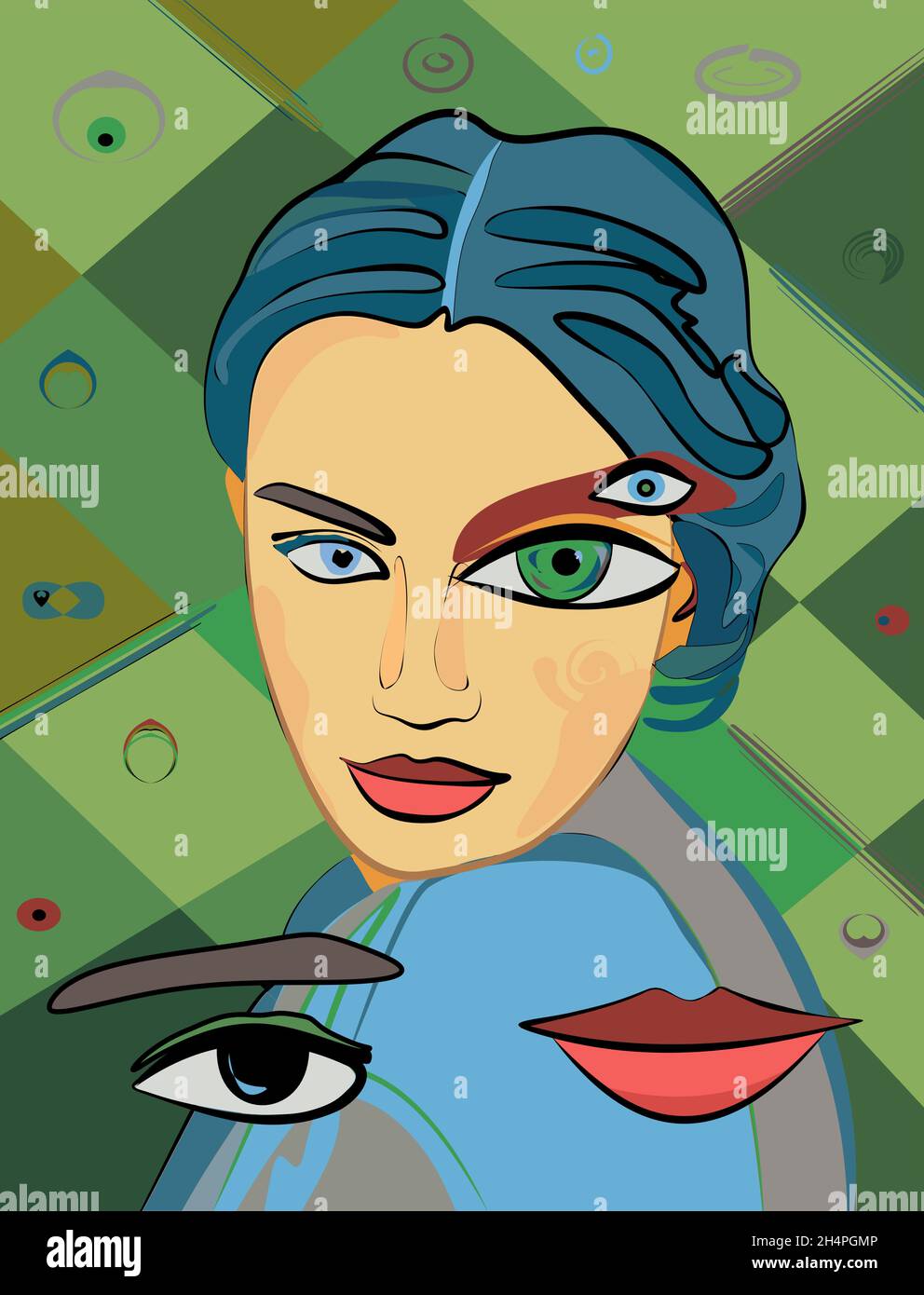 Abstract colorful background , head of a woman , cubism art style Stock ...