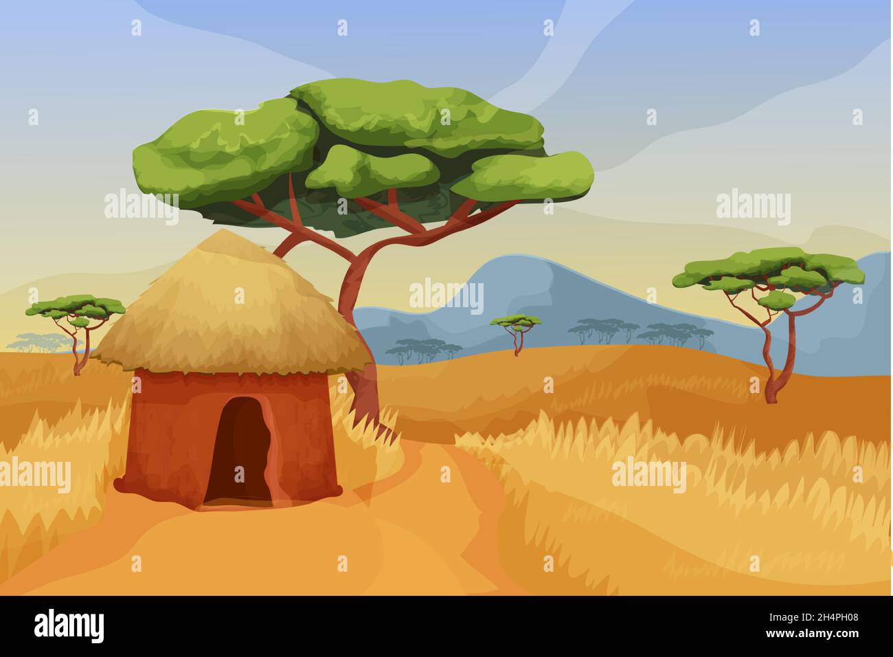 African bushveld landscape Stock Vector Images - Alamy