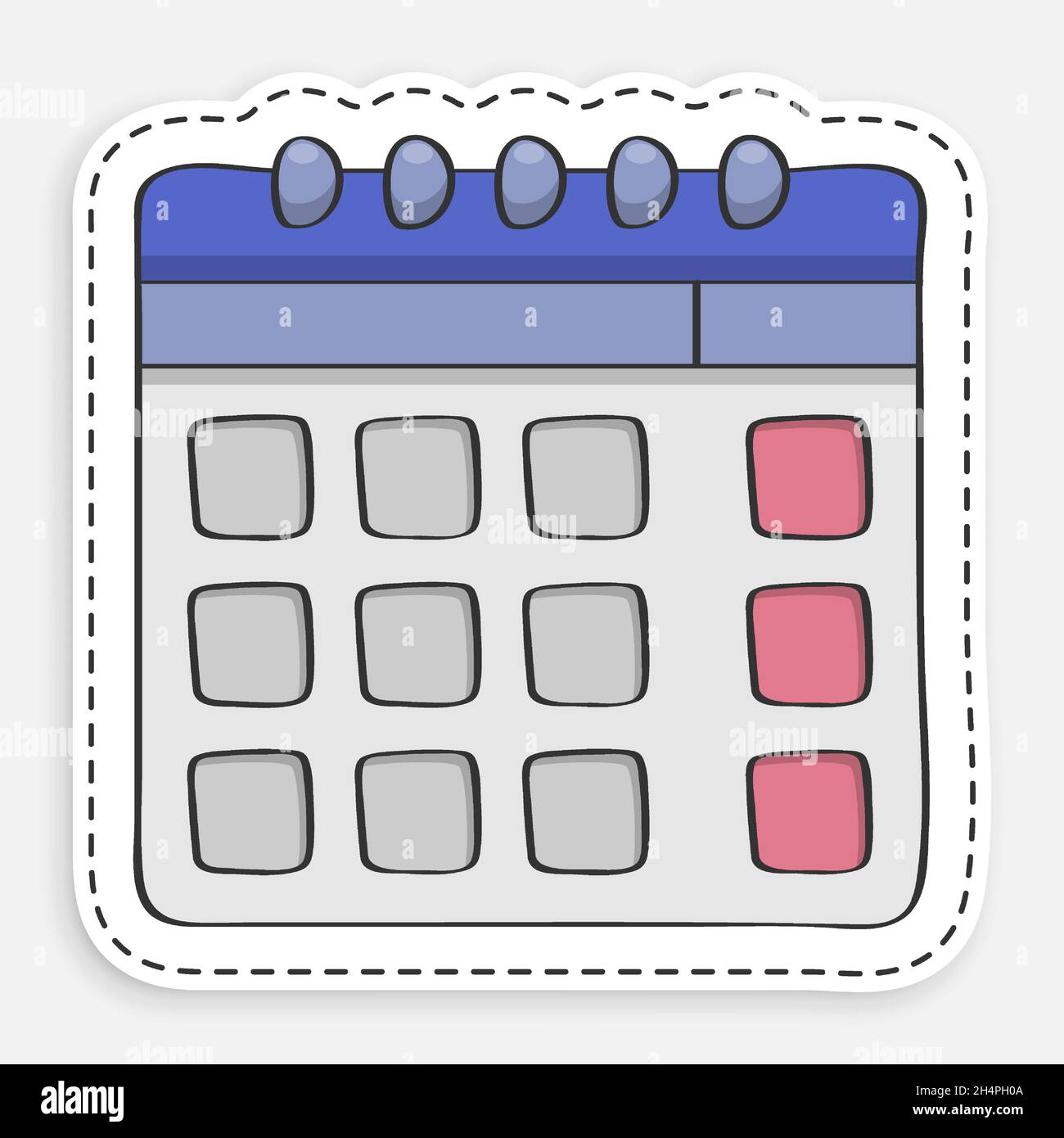 cartoon icon of doodle Paper wall calendar. Marking days of week ...