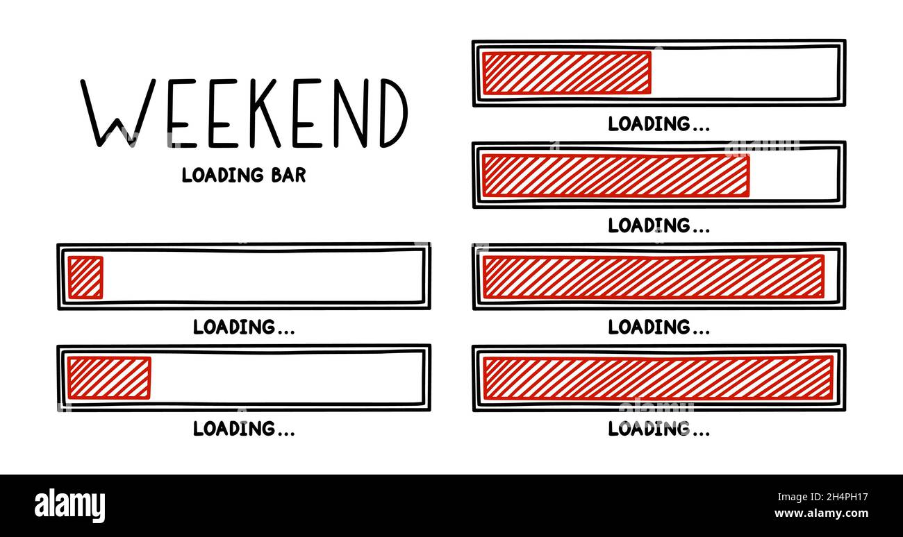Weekend loading bar. Infographics design element with status of week ...