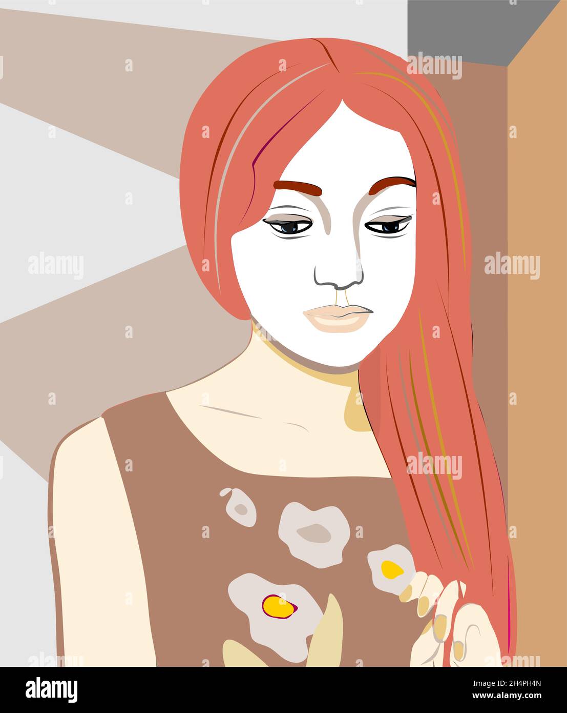 Colorful abstract background, girl with long brown hair Stock Vector ...