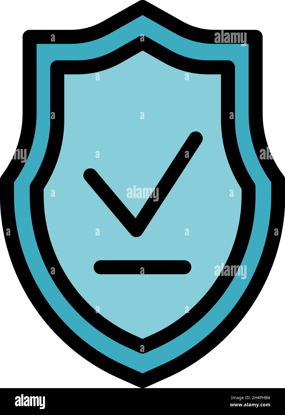 Shield certificate icon. Outline shield certificate vector icon color ...