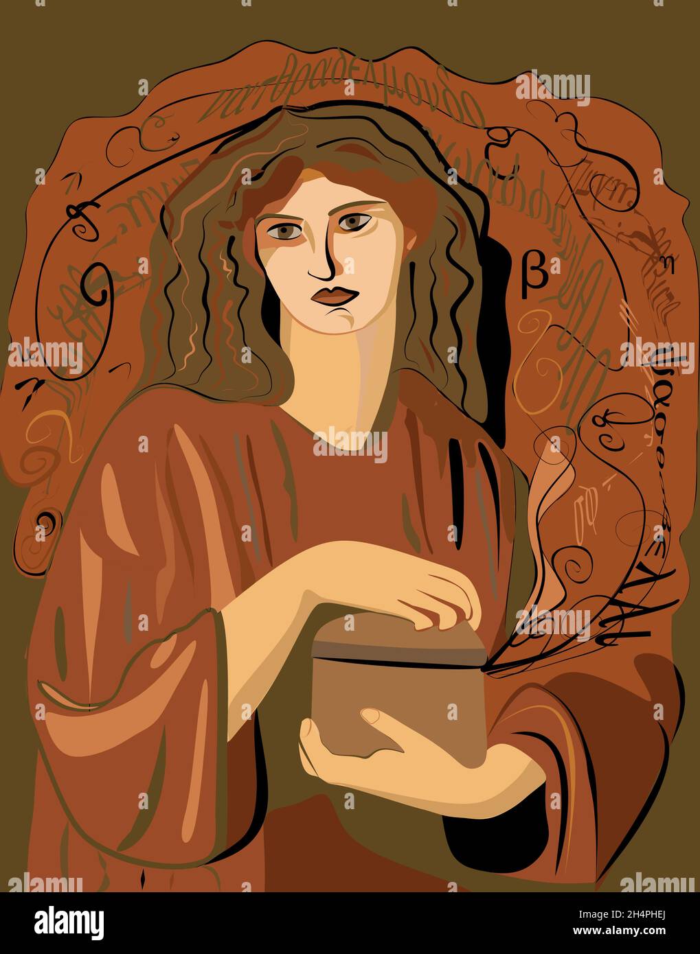 red background,Pandora opens the jar of all evils Stock Vector Image ...