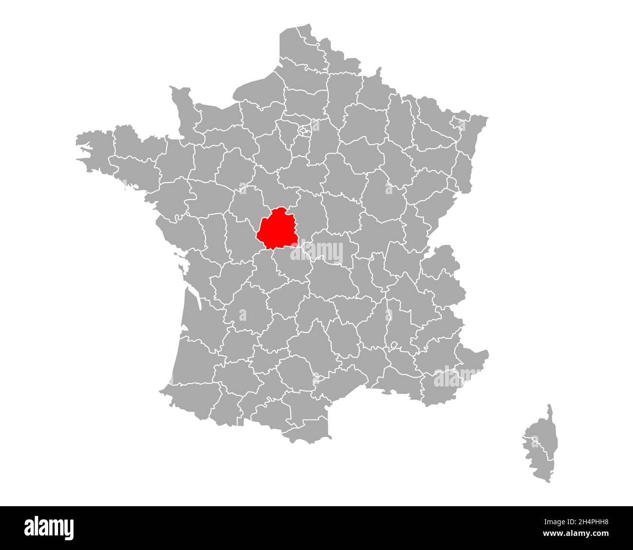 Map of Indre in France Stock Photo - Alamy