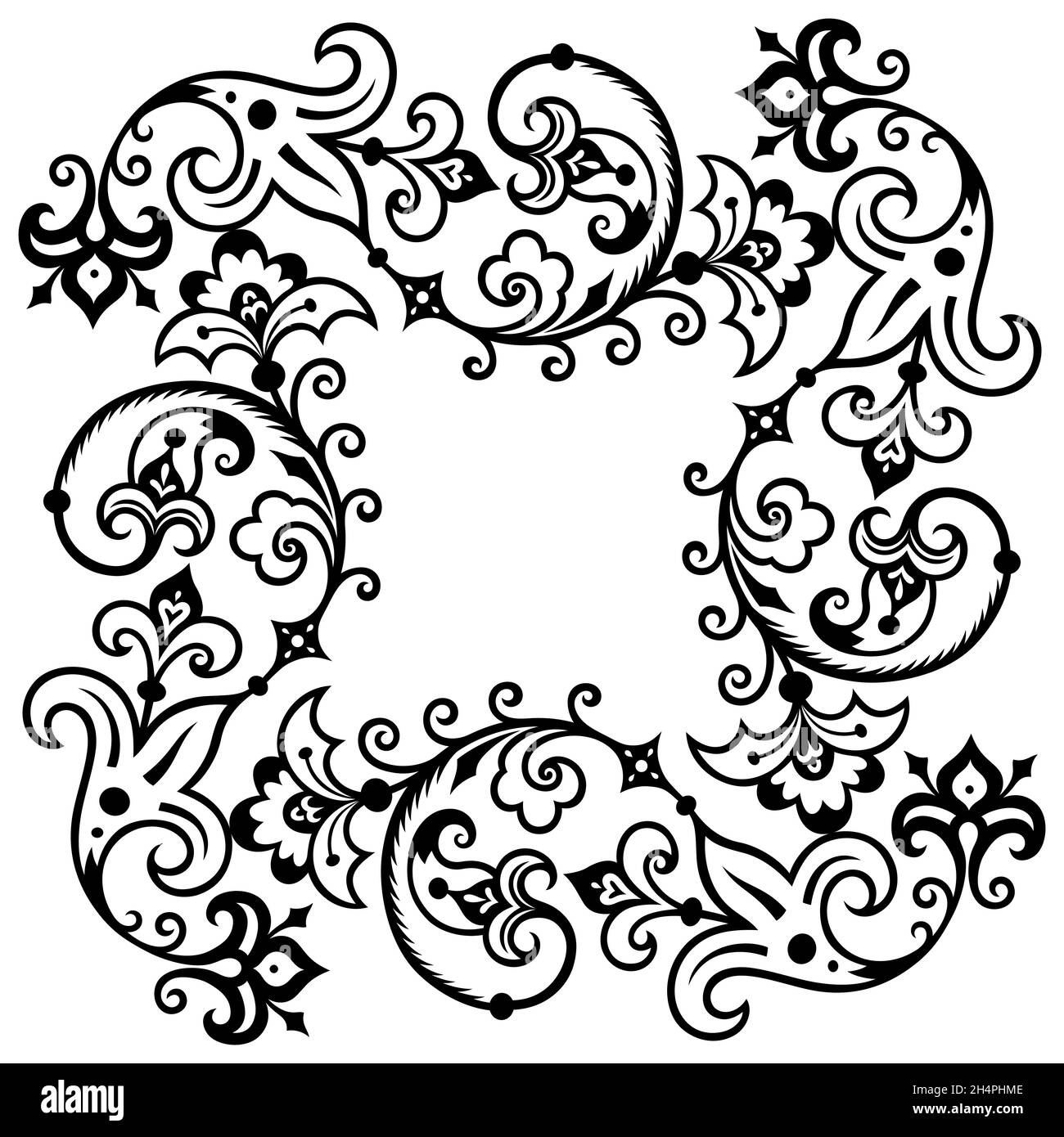 Floral hand drawn vector vintage border. Engraved nature elements and ...