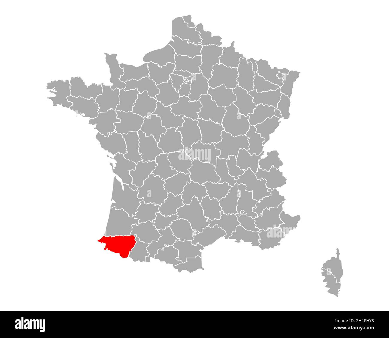 Map of Pyrenees-Atlantiques in France Stock Photo - Alamy