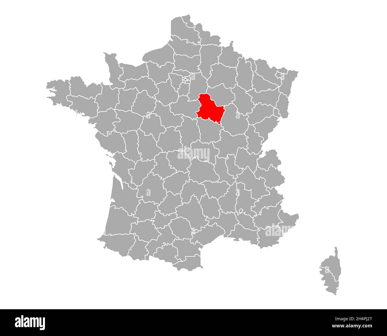Map of Yonne in France Stock Photo - Alamy