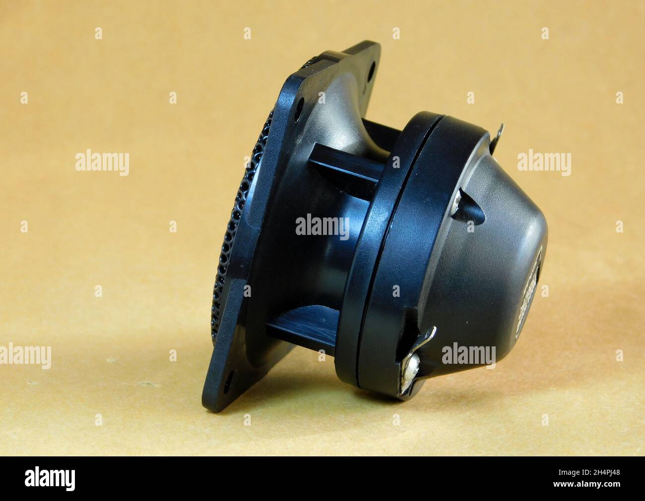 Closeup of a speaker piezoelectric tweeter with the yellow surface on ...