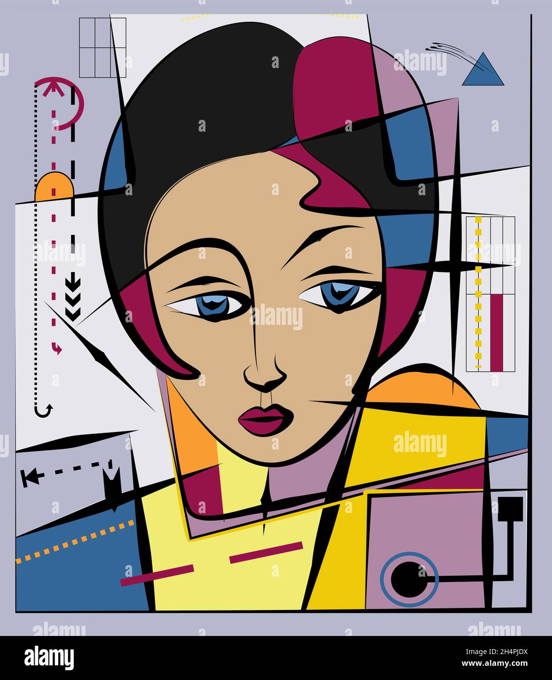 Colorful background, cubism art style,abstract portrait Stock Vector ...