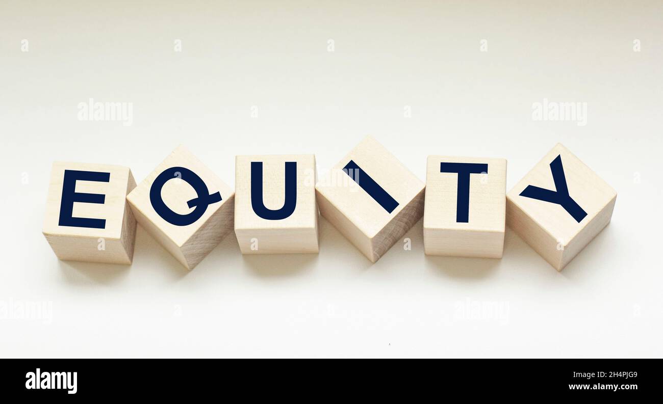 EQUITY word consisting of building blocks on white isolated background ...