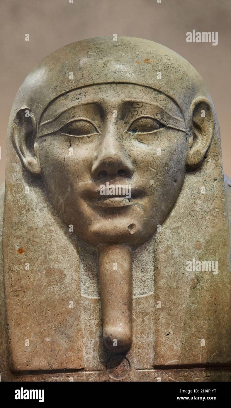 Ancient Ptolemaic Egyptian stone sarcophagus coffin of Iymhetep, 4th ...