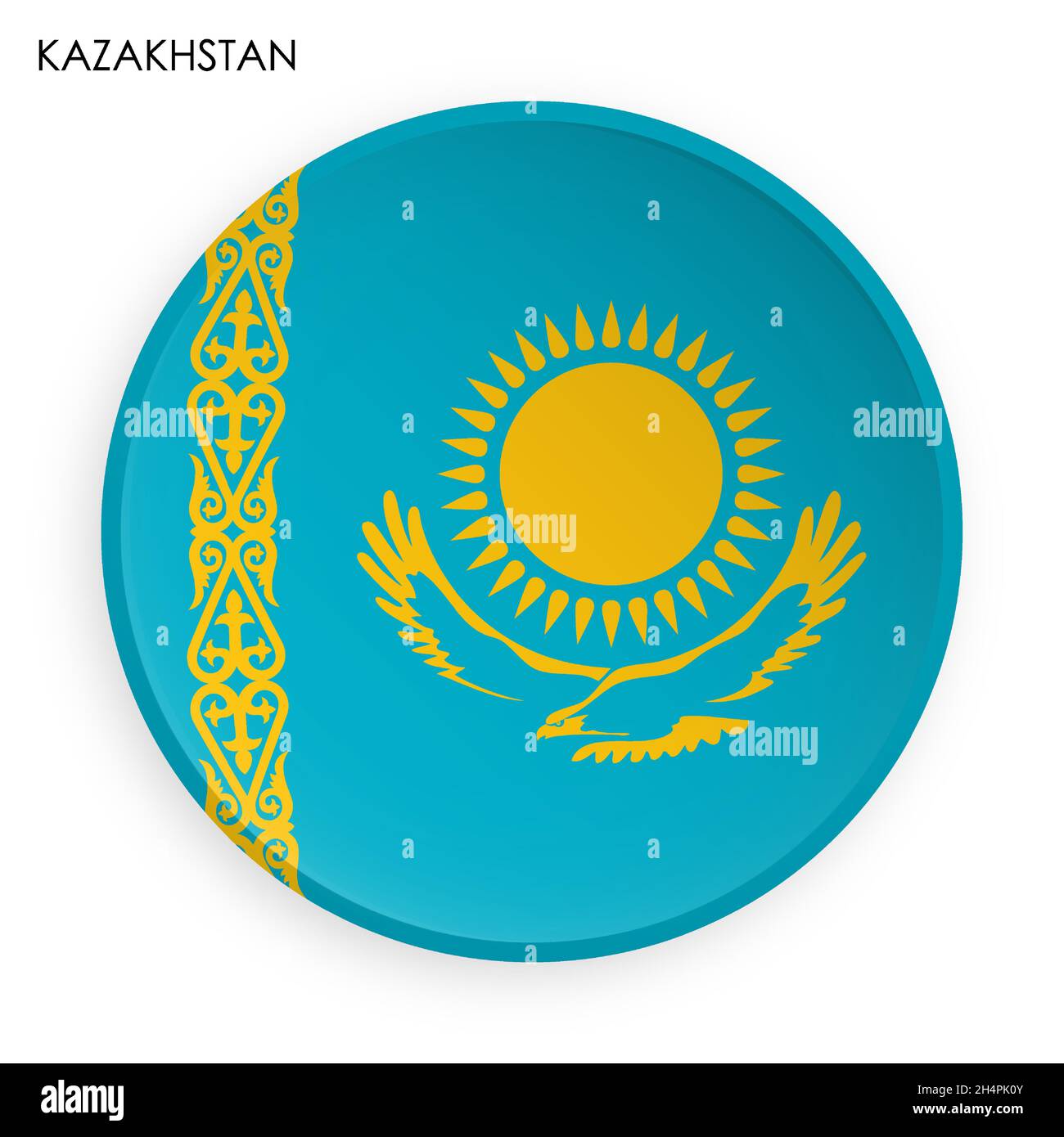 KAZAKHSTAN flag icon in modern neomorphism style. Button for mobile ...