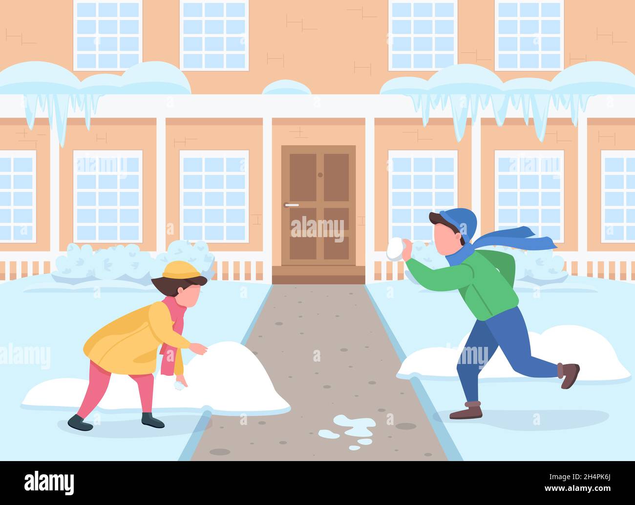 Snowball fight cartoon illustration hi-res stock photography and images ...