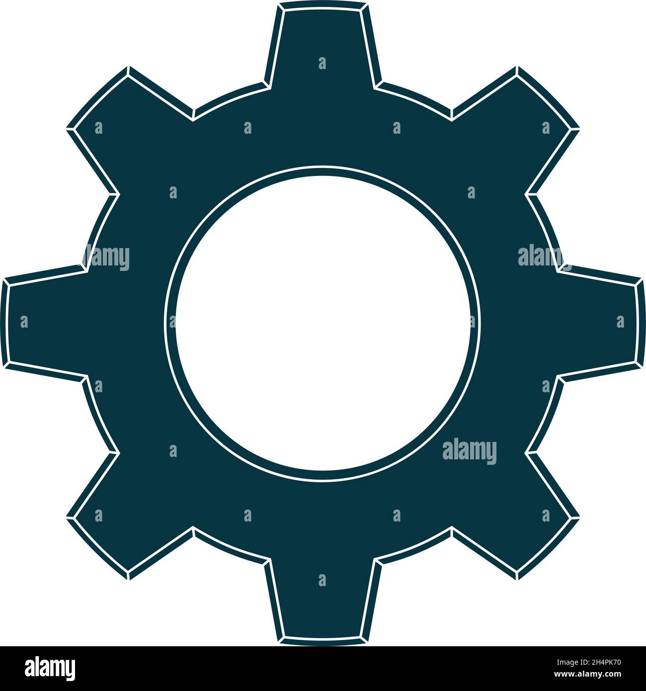 Gear or cogwheel Symbol on isolated white background. Thoothed wheel in ...