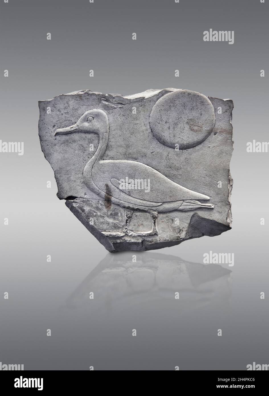 Ancient Egyption duck and solar disk wall panel fragment depicting a ...