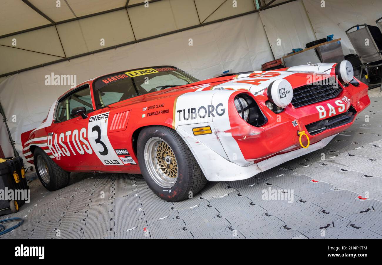 1979 Bastos Chevrolet Camaro Z28 in the paddock garage at the Goodwood ...